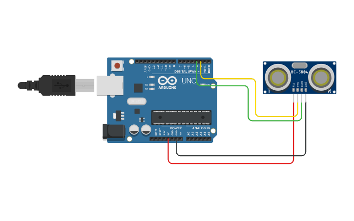 Circuit design Sensor Ultrasónico HC-SR04 - Tinkercad