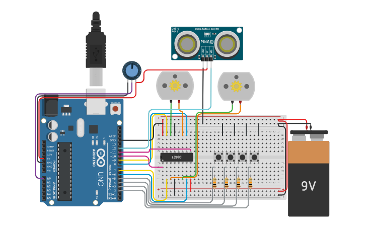 Circuit design Turtle bot - Tinkercad