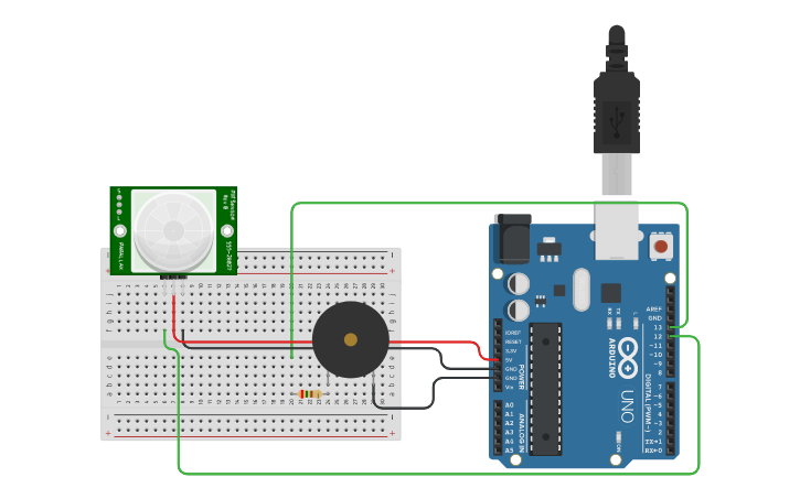 Circuit design PIR_PIEZO_TESTING | Tinkercad
