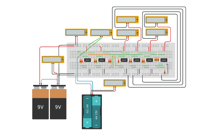 Circuit design OpAmps: inversor, sumador y restador - Tinkercad