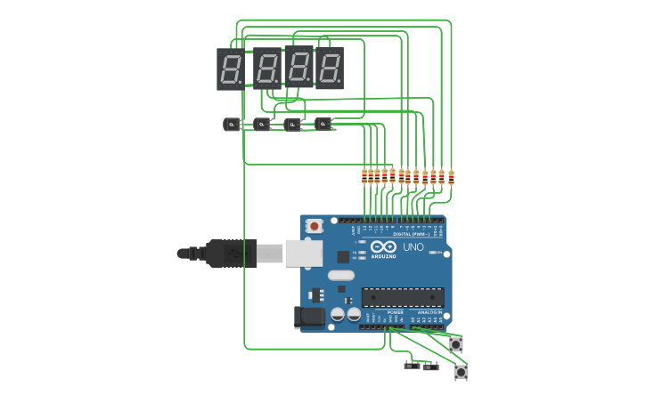 Circuit design 7-Segment 4 Digit StopWatch - Tinkercad