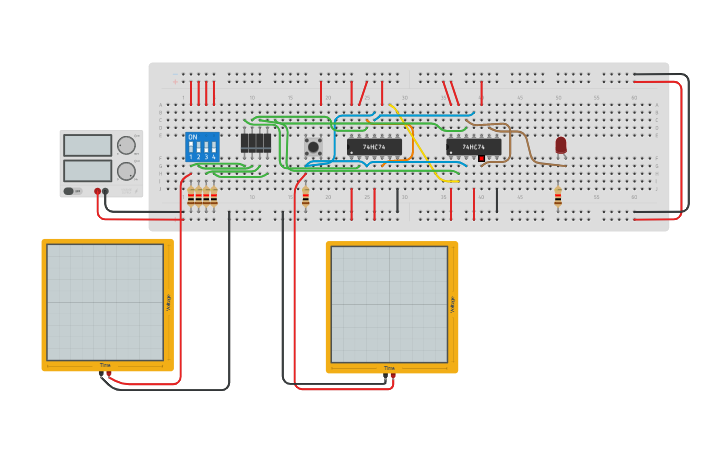 Circuit design Registro PISO - Tinkercad