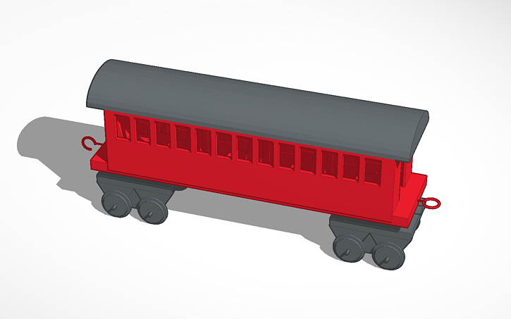 3D design Railway Coach Model (Red) - Tinkercad