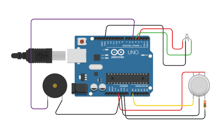 Circuit Design Gas Sensor Tinkercad