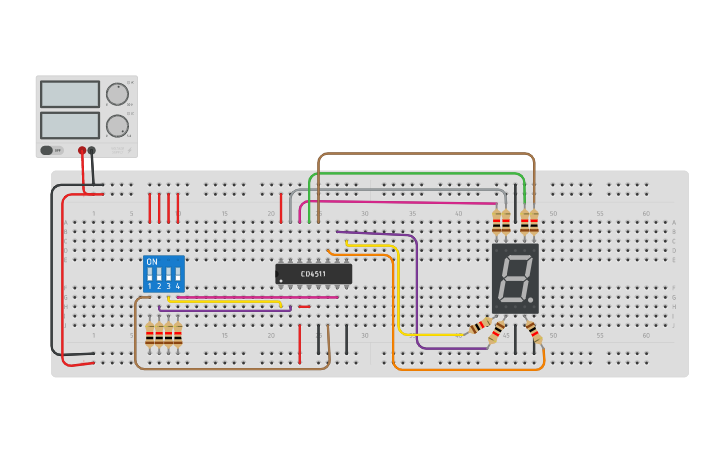 Circuit design 7segment - Tinkercad