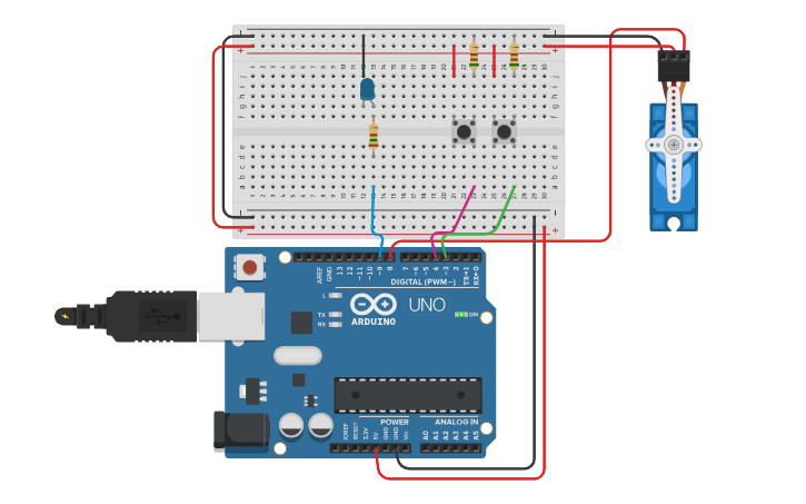 Circuit design Servomotor - Tinkercad