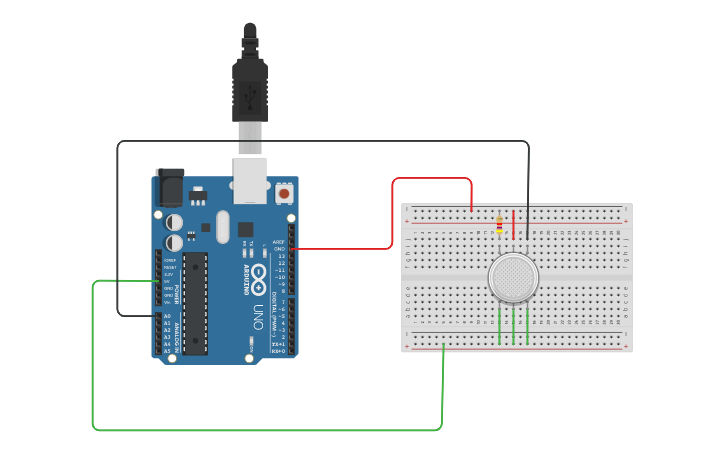 Circuit Design Gas Sensor Tinkercad