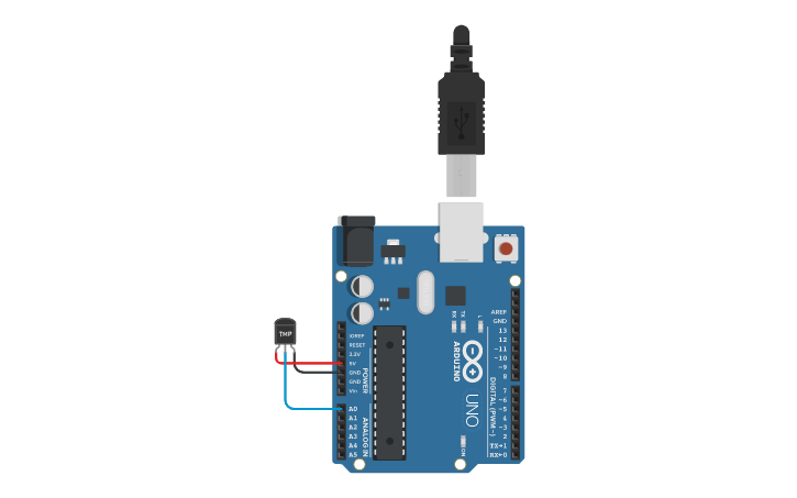 Circuit Design Temperature Sensor Interfacing With Arduino Tinkercad