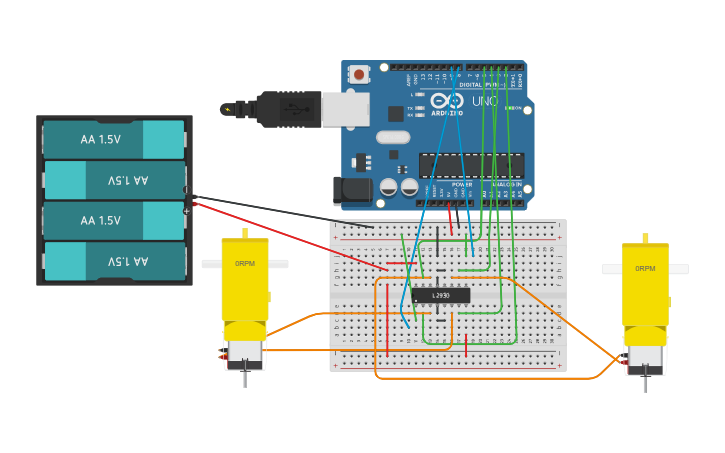 Circuit design Serial 2WD Task V2 - Tinkercad
