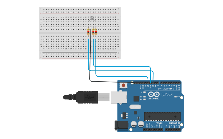 Circuit design RGB Lights - Tinkercad