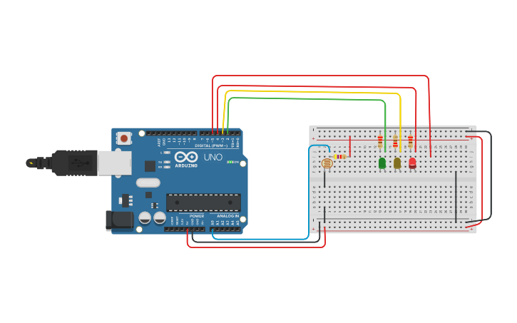 Circuit design LDR sensor | Tinkercad