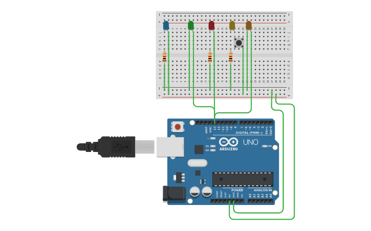 Circuit design Ardino and breadboard - Tinkercad