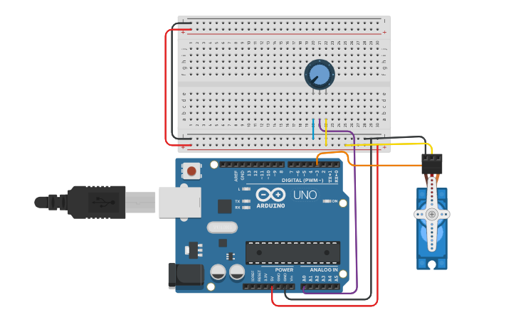 Circuit design Servo Motor - Tinkercad