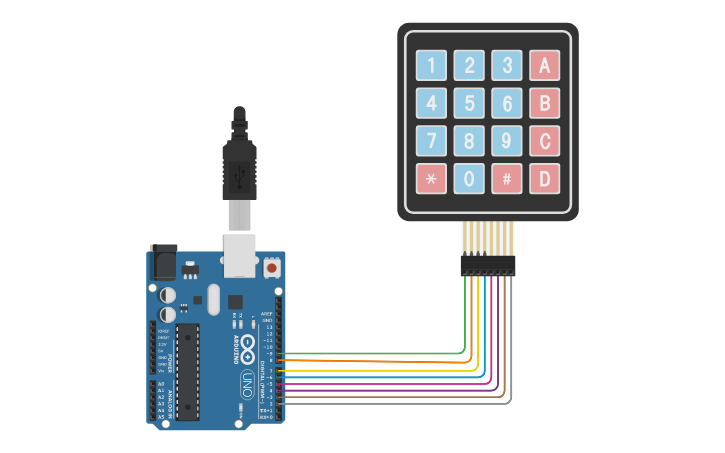 Circuit Design 4x4 Keyboard Tinkercad