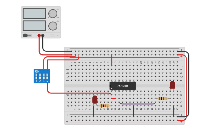 Circuit design NOT using NAND Gate | Tinkercad