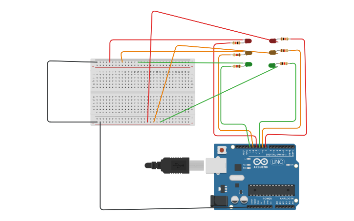 Circuit design 2-way traffic light - Tinkercad