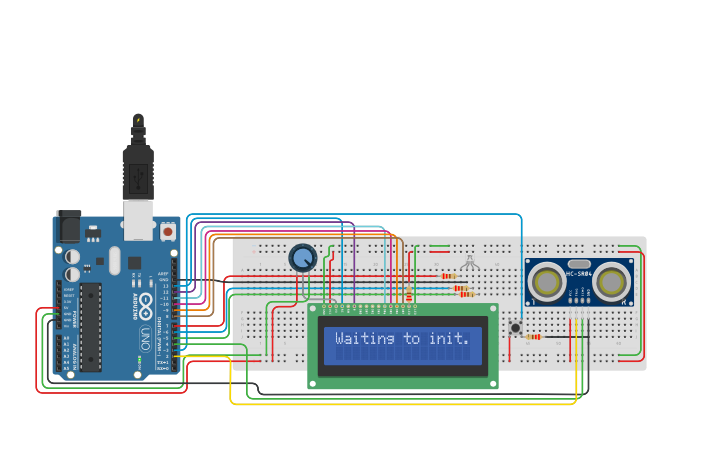 Circuit design Proximity Countdown + Reset Button - Tinkercad