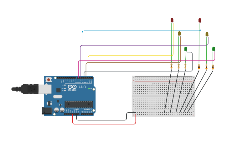 Circuit Design Feux Tricolore Tinkercad