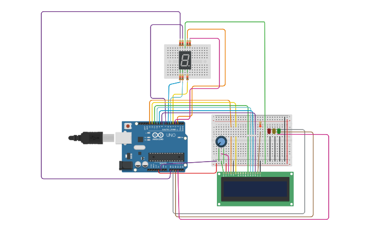 Circuit design Traffic light simulation - Tinkercad