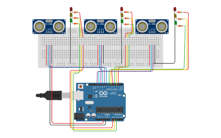 Circuit design 3 Way Traffic Light - Tinkercad