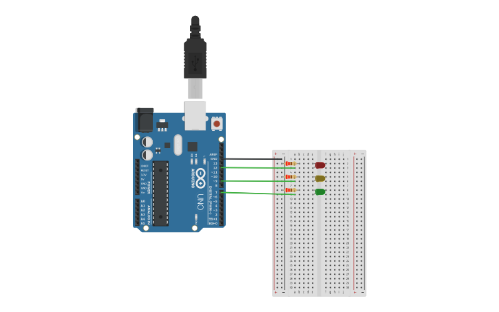 Circuit design Luces LED - Tinkercad