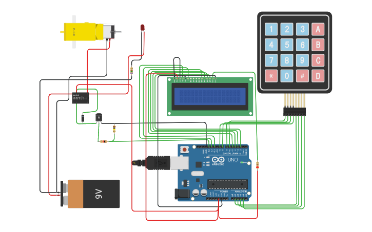 Circuit design Circuito de control de acceso con contraseña con LCD - Tinkercad