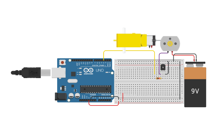Circuit design Acelerar y desacelerar un motor DC - Tinkercad