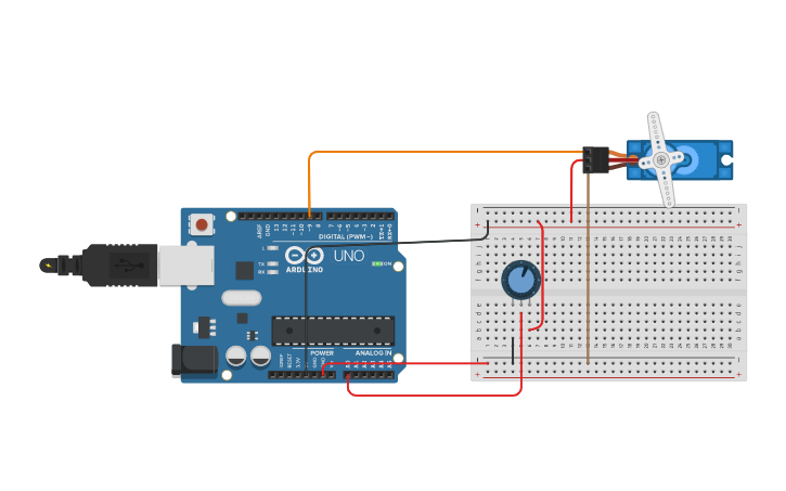 Circuit Design Servo And Potentiometer Tinkercad