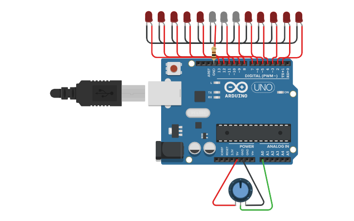 Circuit design Ejemplo arduino 2 prueba 2 - Tinkercad