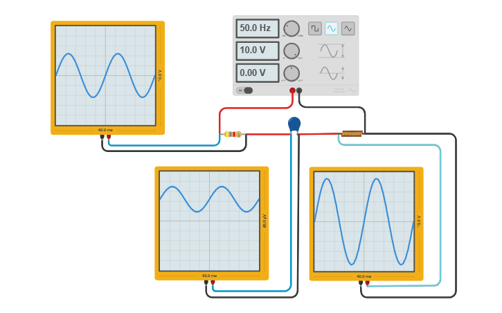 Circuit design Circuito RCL en serie - CA | Tinkercad