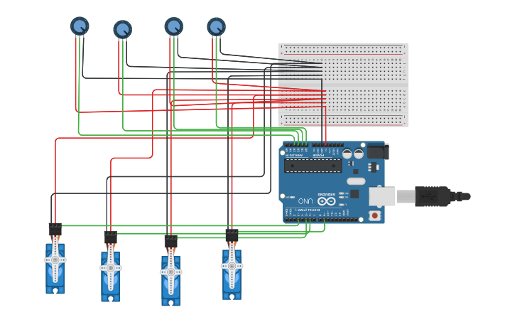 Circuit design Robotic Arm - Tinkercad