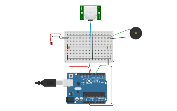 Circuit design Sensor PIR | Tinkercad