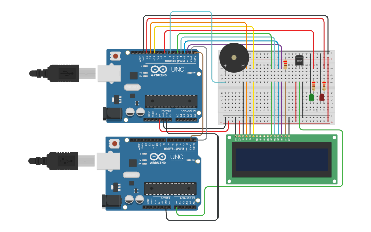 Circuit design Tema 1 Protocoale de comunicatii - Tinkercad