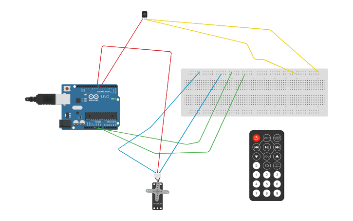 Circuit design remot kontrol motor servo - Tinkercad Circuit design remot kontrol motor servo - Tinkercad