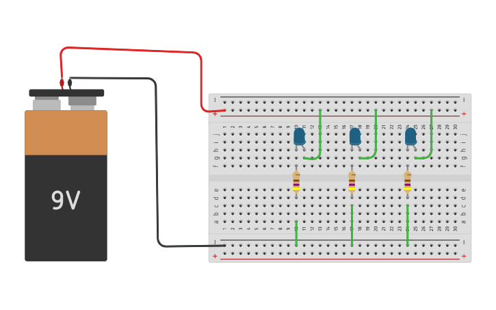 Circuit design Circuito en paralelo con led - Tinkercad