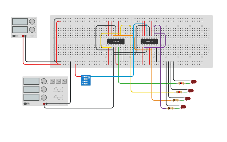 Circuit design Left Shift Register | Tinkercad