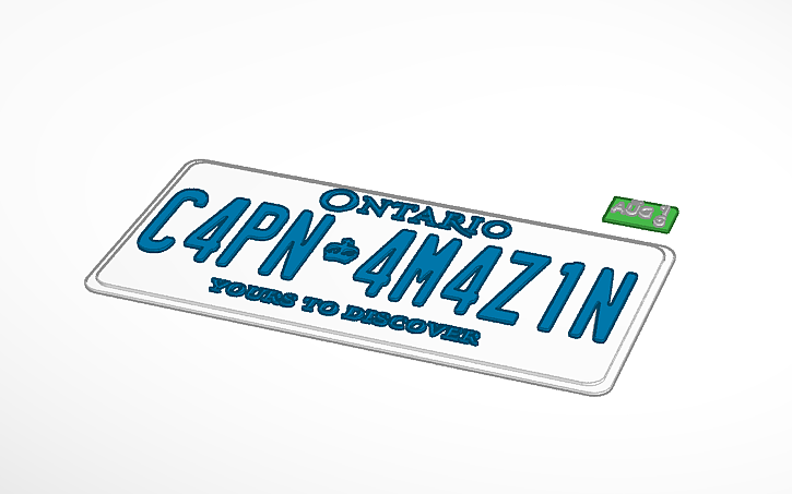 3D design Ontario License Plate Custom - Tinkercad