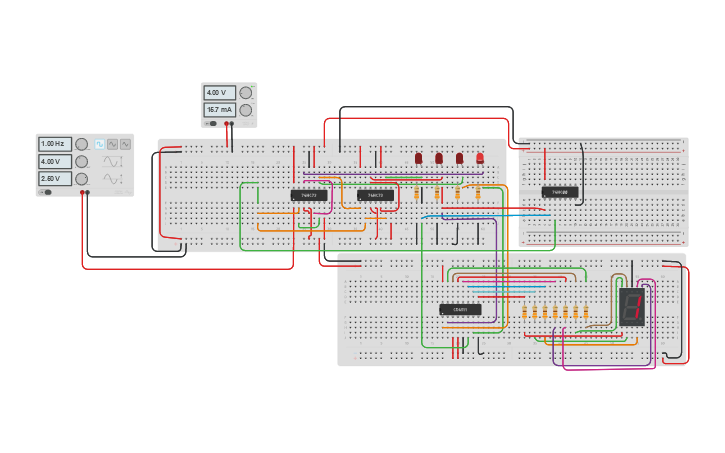 Circuit design mod 12 up counter | Tinkercad Circuit design mod 12 up counter | Tinkercad