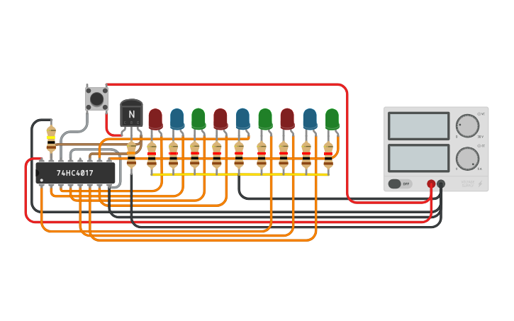 Circuit design Led chaser - Tinkercad