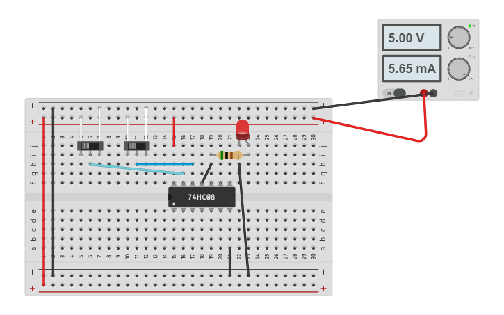 Circuit design PROJETO 74HC08 | Tinkercad