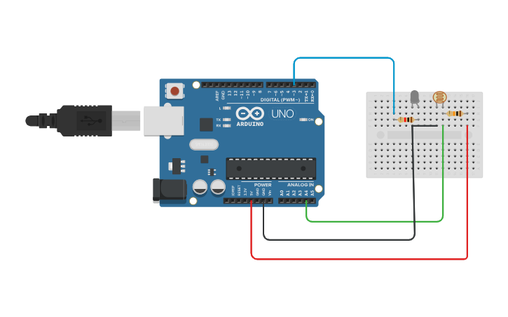 Circuit design Sensor Lampu dengan Cahaya - Tinkercad