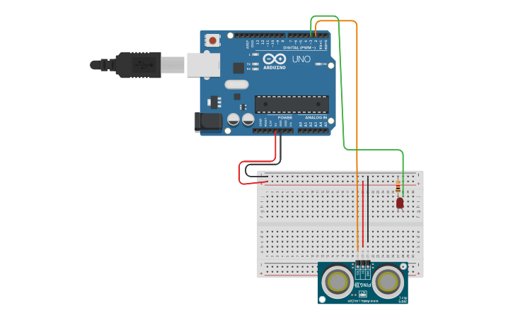 Circuit Design Sensor Proximidad Tinkercad 