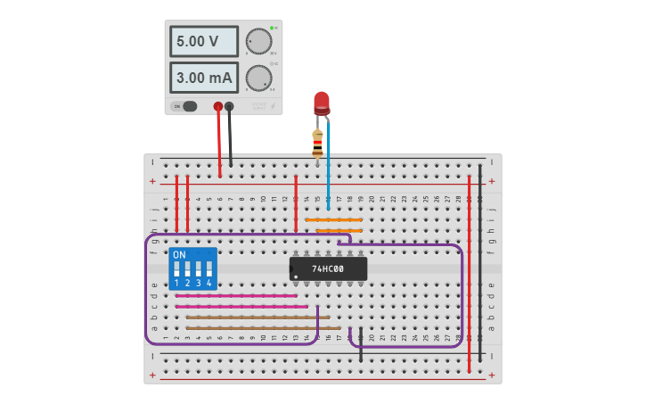 Circuit design NOR Gate using NAND Gate | Tinkercad