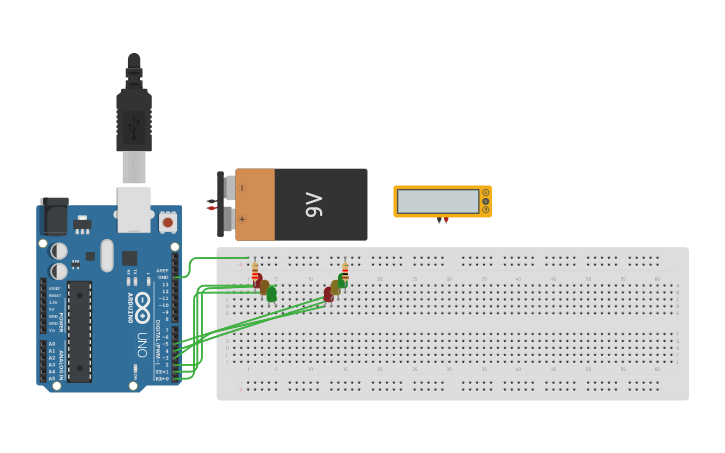 Circuit design 4-Way-Traffic-Lights - Tinkercad