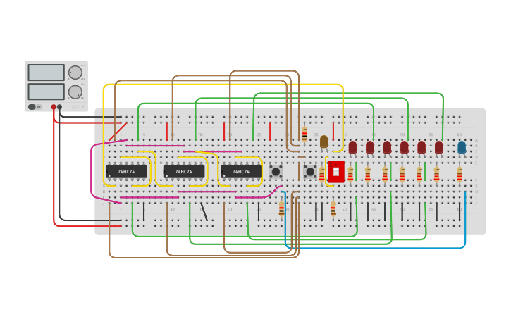 Circuit design shift register | Tinkercad