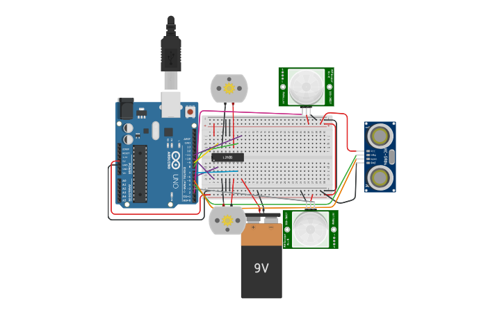 Circuit design ROBOT SUMO 6SEP - Tinkercad