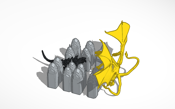 3d Design Zilla Vs King Ghidorah Tinkercad