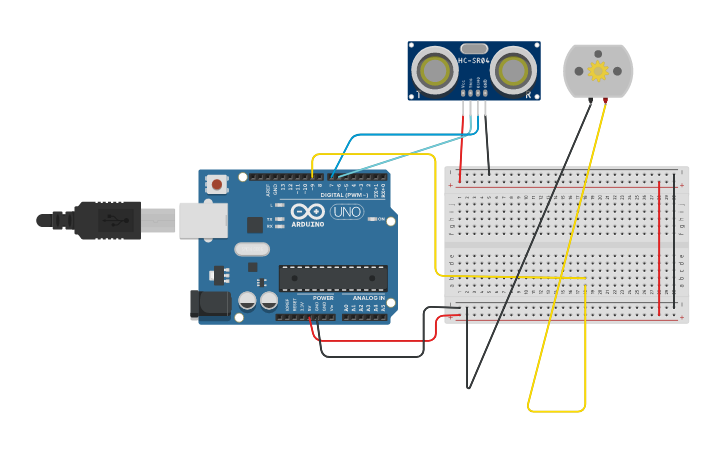 Circuit Design Obstacle Detection Using Ultrasound Sensor Tinkercad