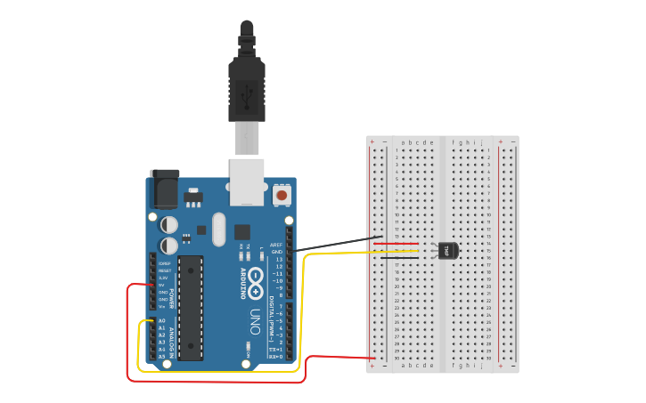 Circuit design TEMPERATURE SENSOR - Tinkercad