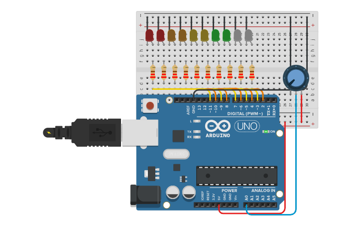 Circuit design LED bar Graph - Tinkercad